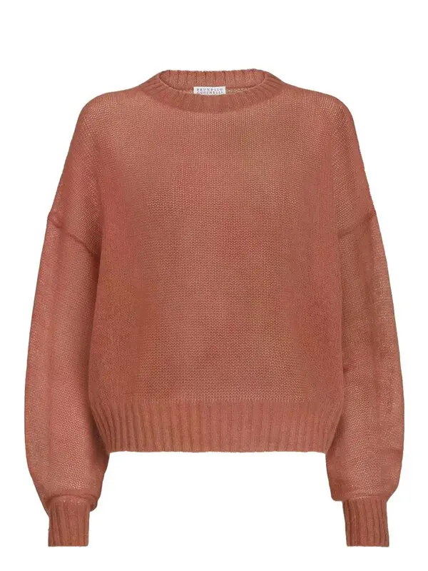 Brunello Cucinelli Monili-detail Crew-neck Sweater - Orange