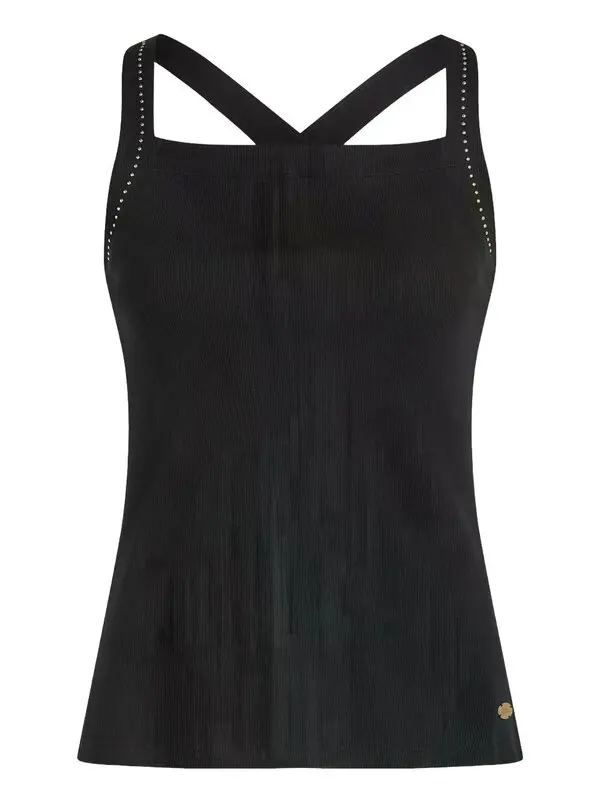 Karl Lagerfeld Studded Crisscross Tank Top - Black