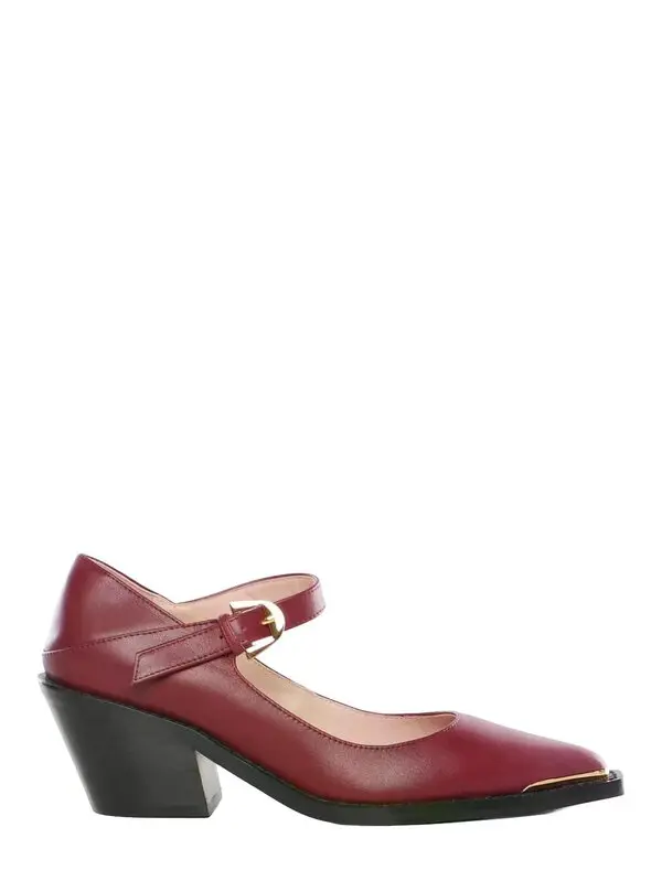 COCCINELLE Buckle Strap Leather Pumps - Red