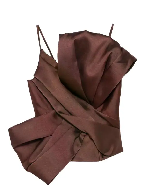 MARQUES' ALMEIDA Bow Top - Brown