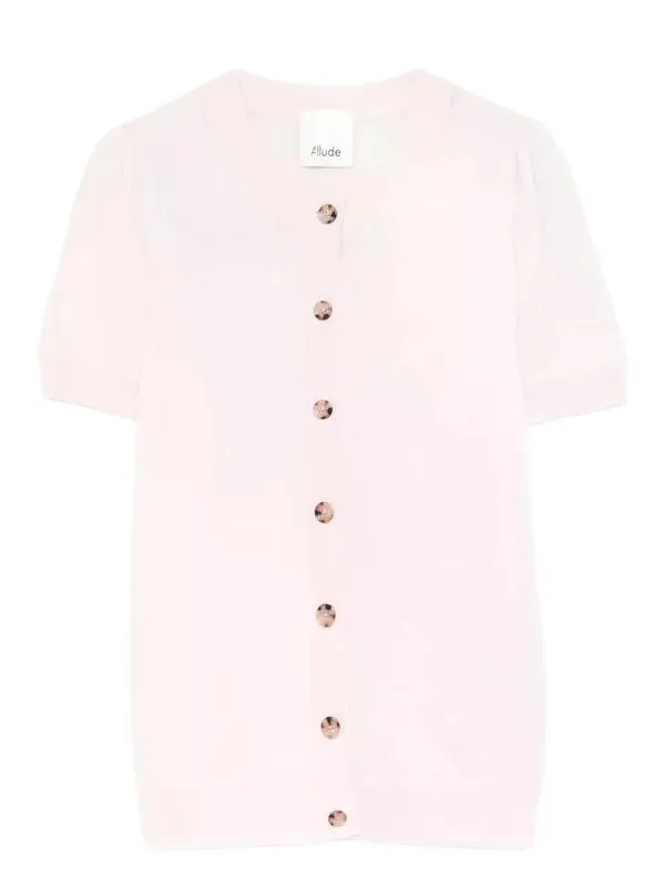 ALLUDE Button Short-sleeve Cardigan - Pink