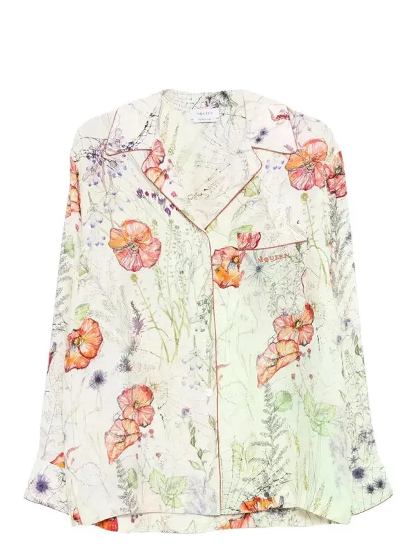 Alexander McQueen Floral-print Shirt - Neutrals