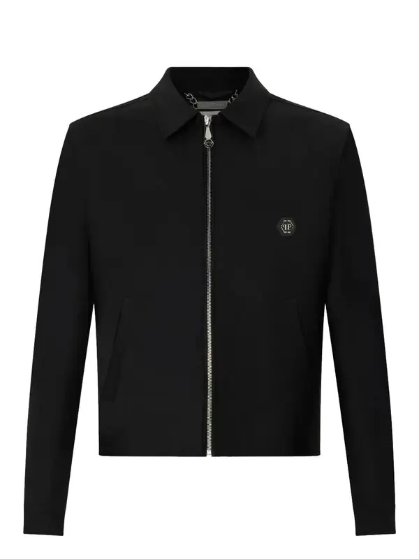 Philipp Plein Shirt Collar Zip Jacket - Black