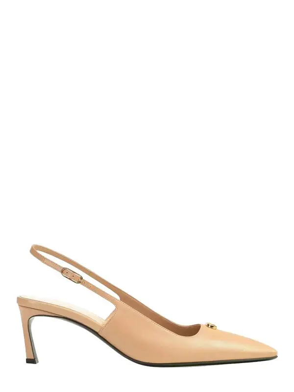 SERGIO ROSSI Square-toe Slingback Pumps - Neutrals