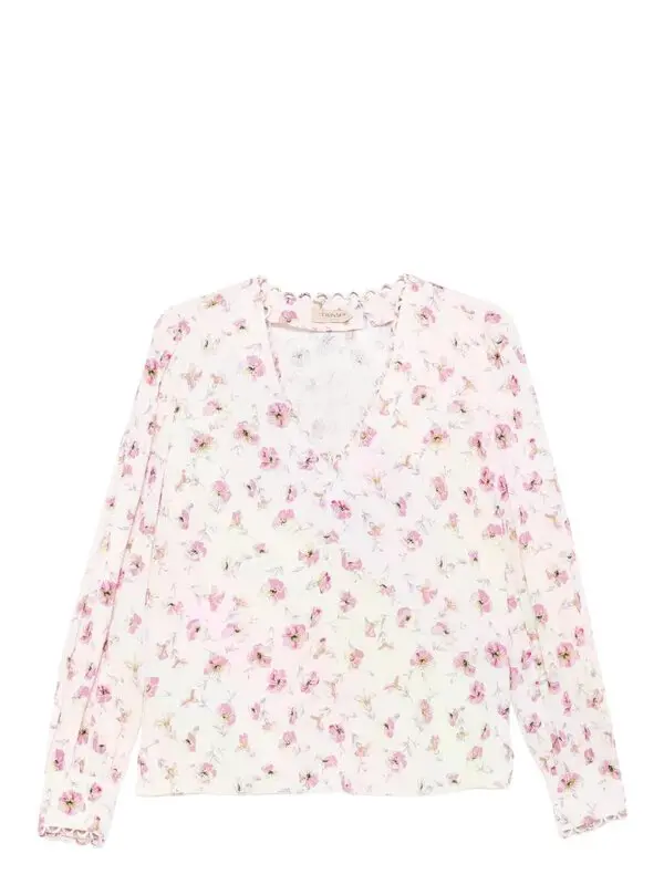 TWINSET Floral V-neck Blouse - Pink