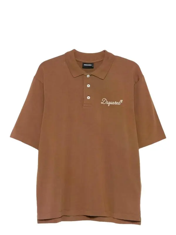 Dsquared2 Embroidered Polo Shirt - Brown