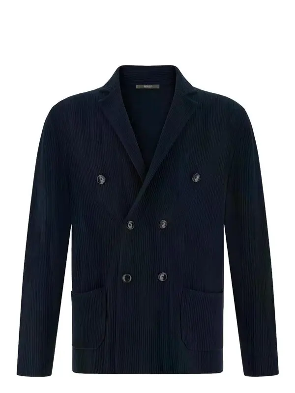 Boggi Milano Double-breasted Knitted Jacket - Blue
