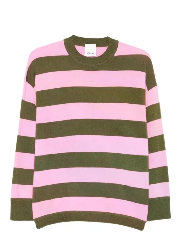 ALLUDE Striped-pattern Sweater - Pink