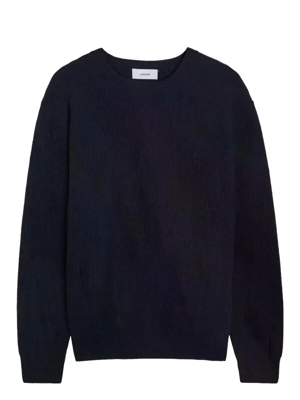 LARDINI Crew-neck Ribbed-knit Sweater - Blue
