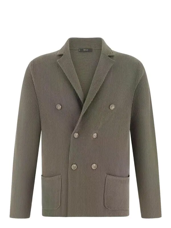 Boggi Milano Double-breasted Knitted Jacket - Grey