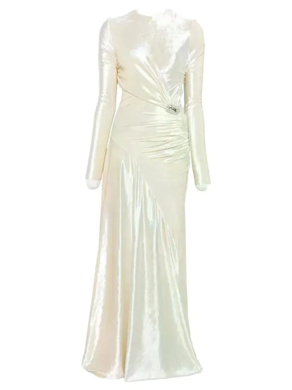 Rabanne Draped Velvet Gown - Neutrals