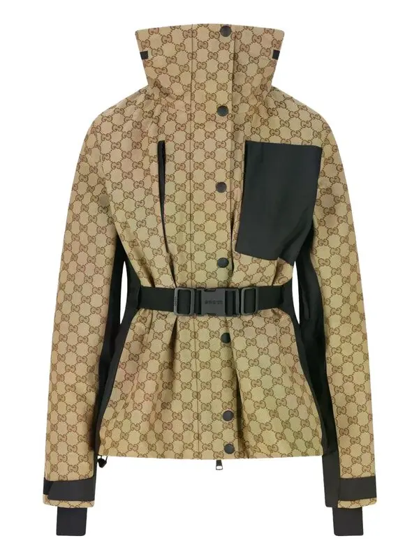 Gucci Gg Jacquard Belted Ski Jacket - Neutrals
