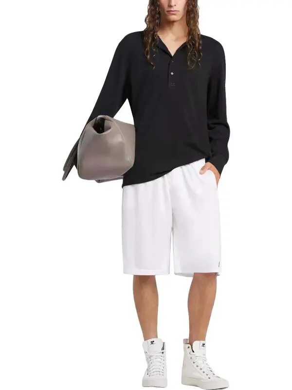 COURREGES Long-sleeve Logo-detail Polo Shirt - Black