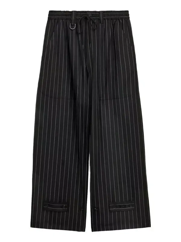 Y3 Pinstripe Drawstring Trousers - Black