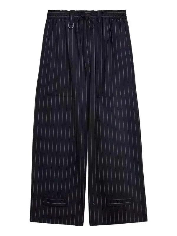 Y3 Pinstripe Drawstring Trousers - Black