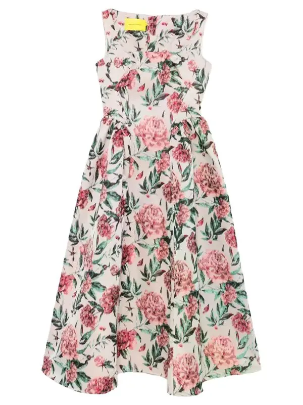 MARQUES' ALMEIDA Floral Print Midi Dress - Neutrals