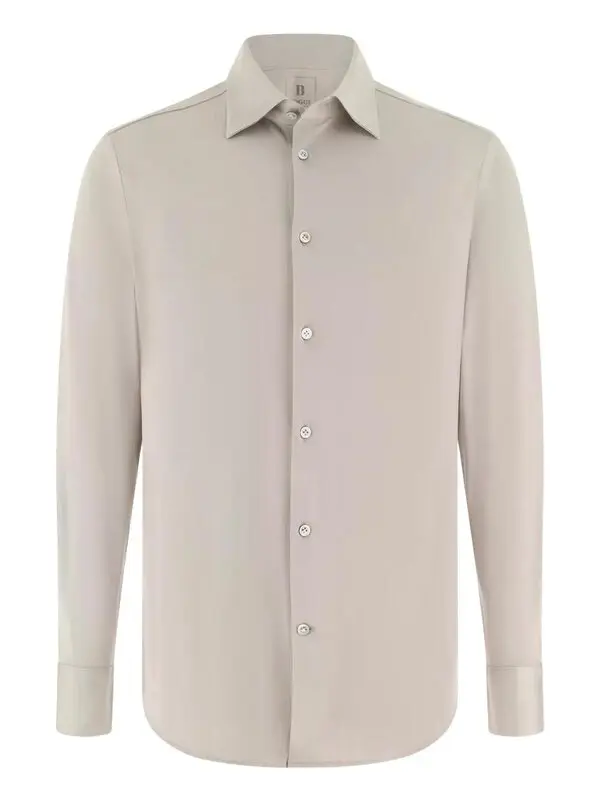 Boggi Milano Mother-of-pearl Button Collar Polo Shirt - Neutrals