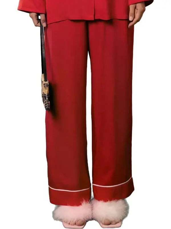 Sleeper Finnegan Piping Pajama Trousers - Red