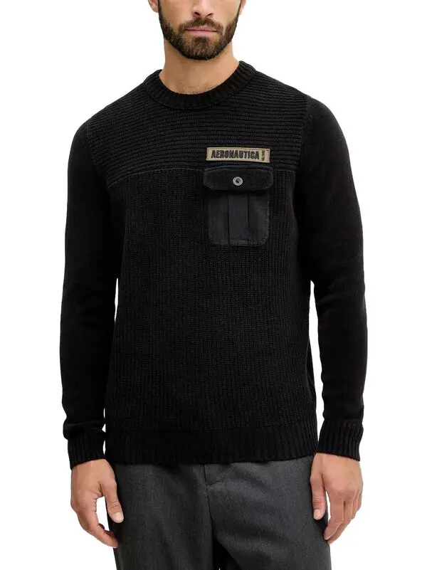 AERONAUTICA MILITARE Patch Pocket Sweater - Black