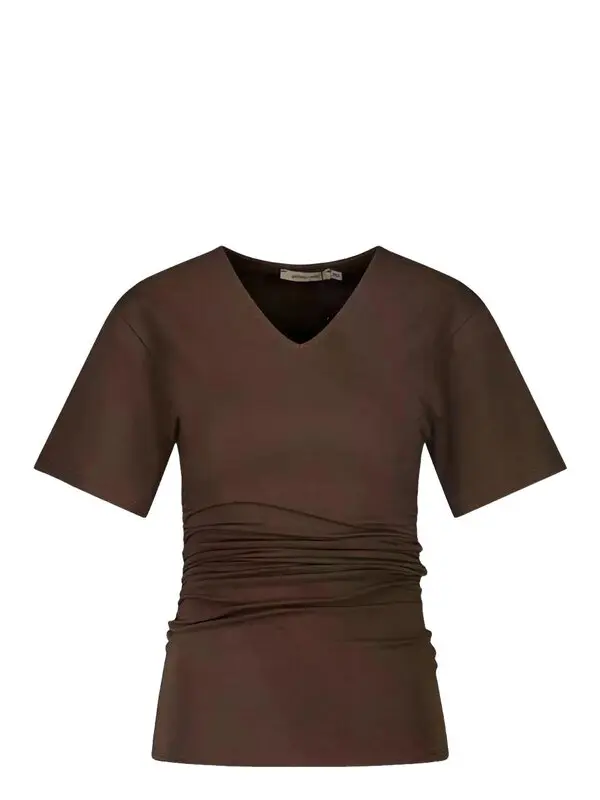 Paloma Wool Gathered V-neck T-shirt - Brown