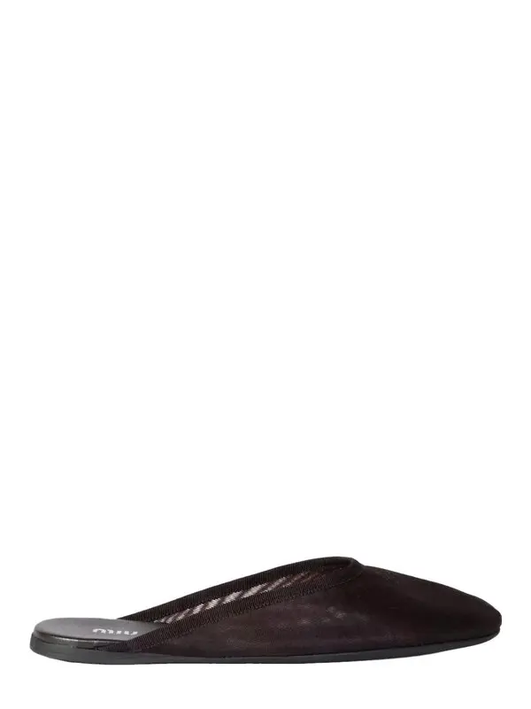 Miu Miu Logo Flat Mules - Brown