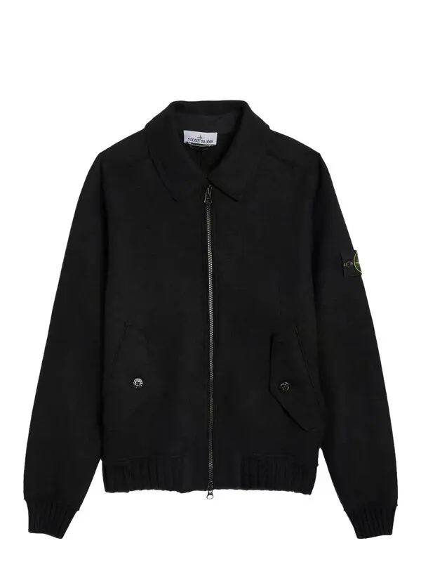 Stone Island Felted Zip Cardigan - Black