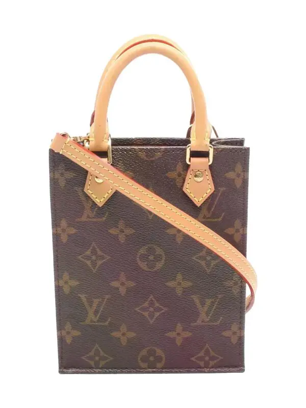 LOUIS VUITTON 2010-2025 Monogram Petit Sac Plat Satchel - Brown