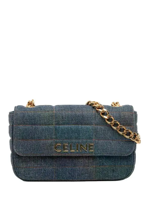 Celine 2022 Matelasse Denim Chain Shoulder Bag - Blue