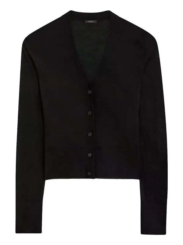 JOSEPH V-neck Button-fastening Cashmere Cardigan - Black