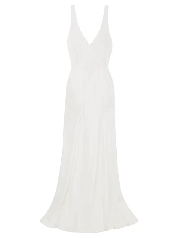 Olivia Von Halle Paloma Open-back Silk-satin Gown - Neutrals