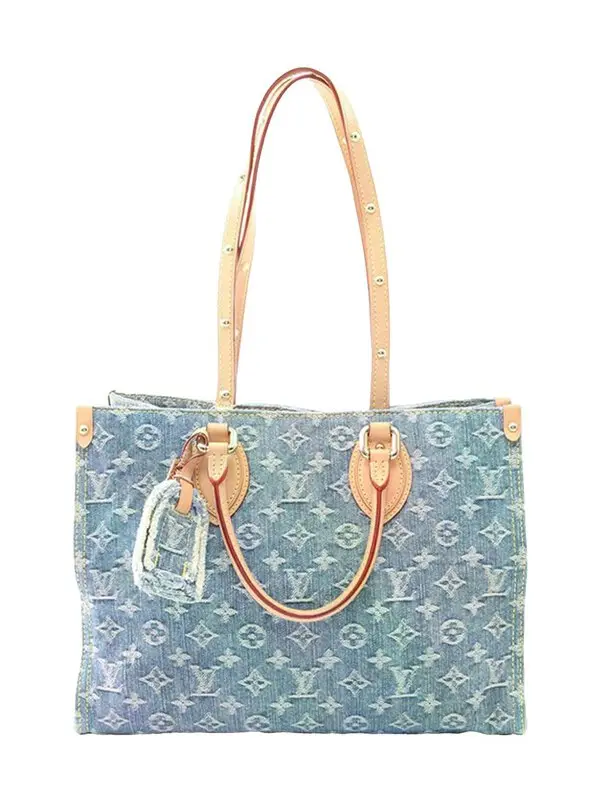 LOUIS VUITTON 2021-2025 Monogram Denim Onthego Mm Tote Bag - Blue