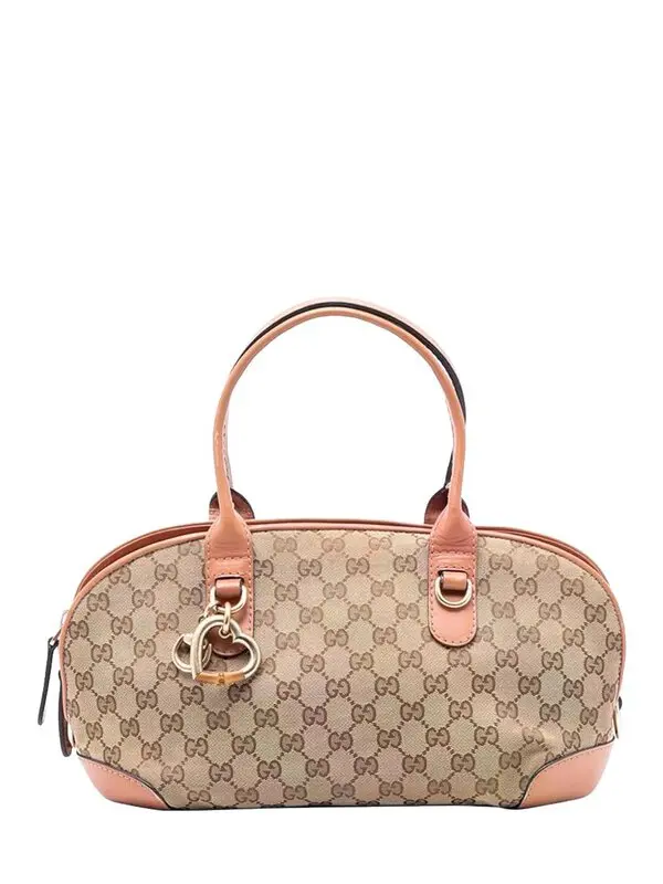 Gucci Gg Canvas Heart Bit Satchel - Brown