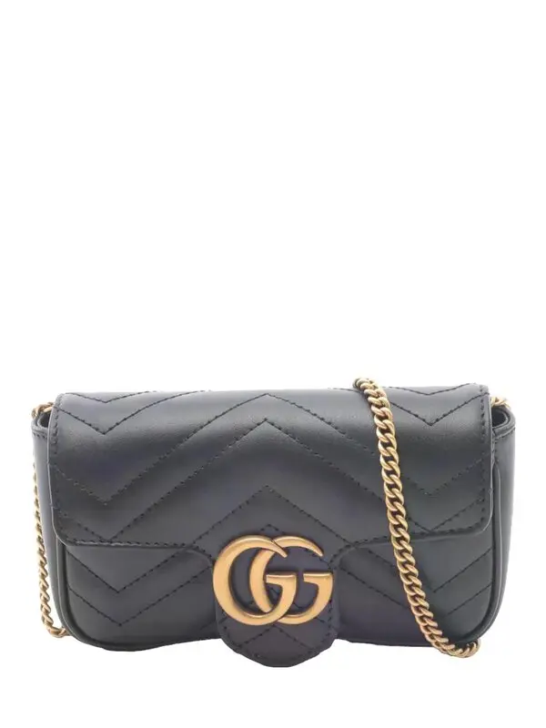 Gucci Gg Marmont Super Mini Leather Crossbody Bag - Black