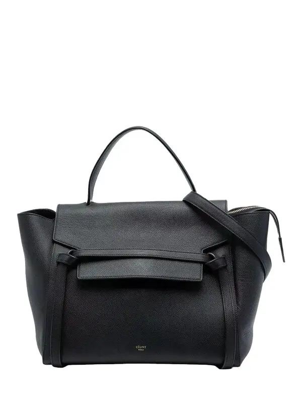 Celine 2015 Mini Grained Calfskin Belt Satchel - Black