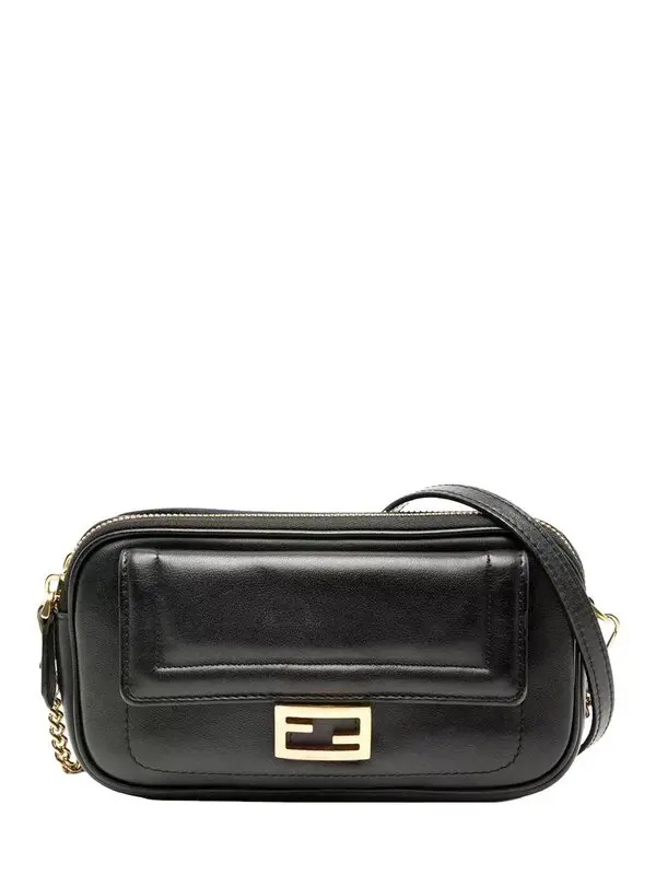 Fendi 2010-2025 Leather Easy 2 Baguette Crossbody Bag - Black