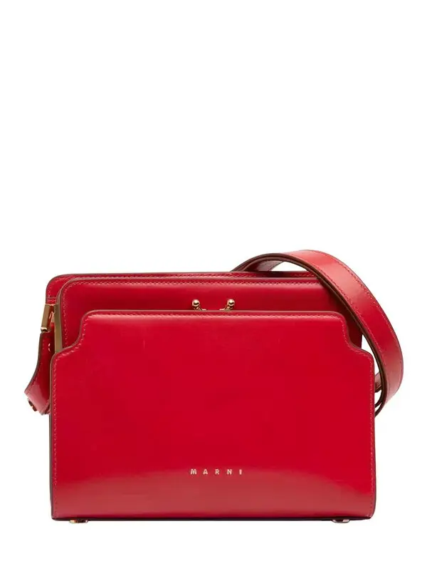 Marni Leather Trunk Reverse Crossbody Bag - Red