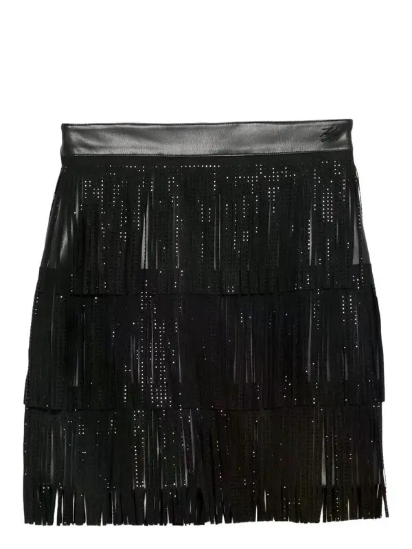 Karl Lagerfeld Rhinestone-embellished Fringe Mini Skirt - Black