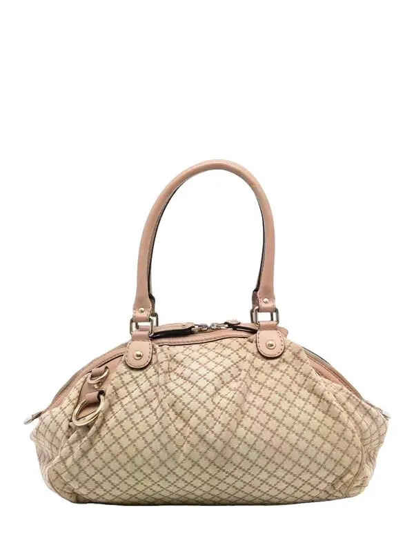 Gucci Diamante Canvas Sukey Satchel - Brown