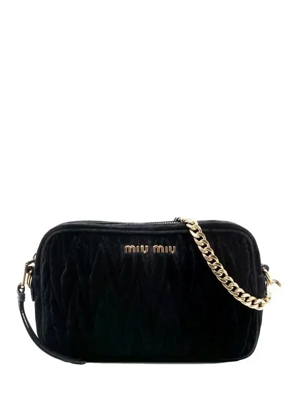 Miu Miu Matelasse Velvet Camera Crossbody Bag - Black