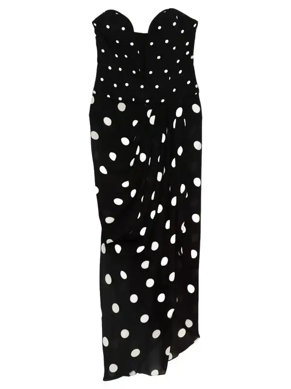 ADRIANA DEGREAS Polka-dot Strapless Maxi Dress - Black
