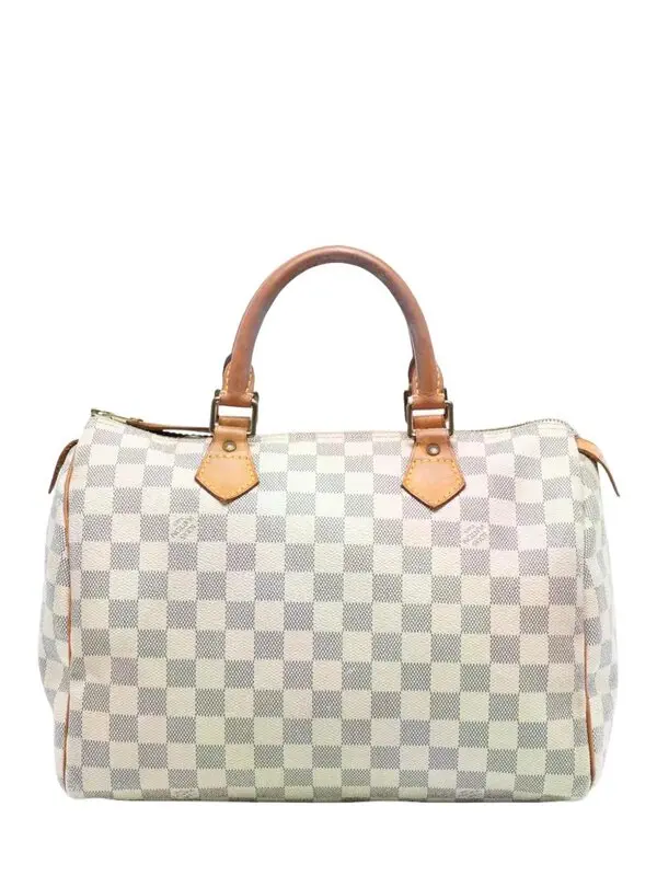 LOUIS VUITTON Damier Azur Speedy 30 Boston Bag - White