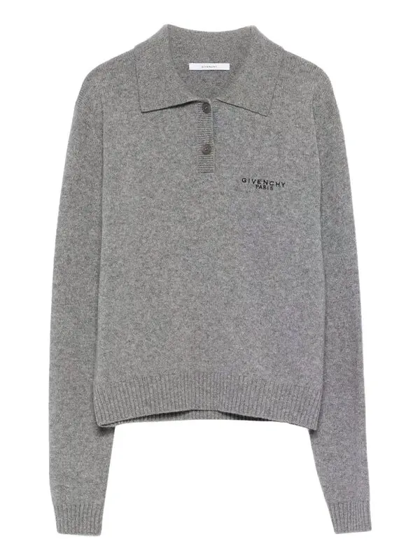 Givenchy Long-sleeve Knitted Polo Top - Grey