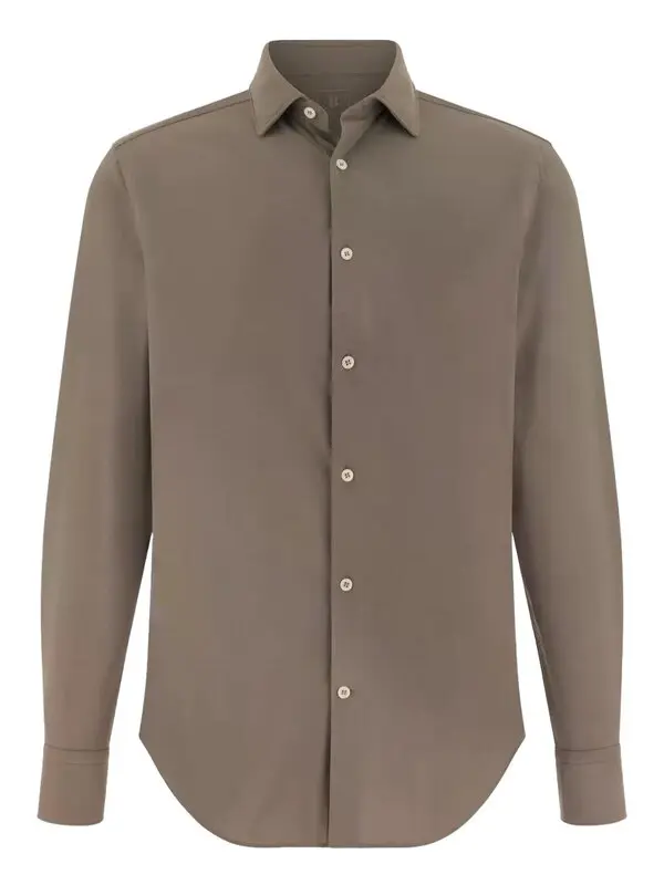 Boggi Milano Tokyo-collar Stretch Shirt - Brown