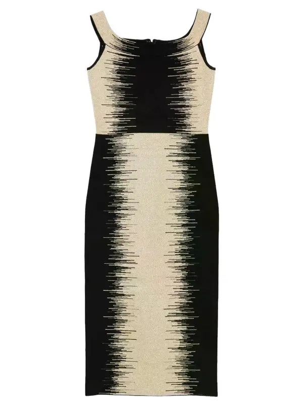 Herve Leger Striped Sleeveless Midi Dress - Black