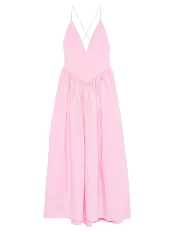 ADRIANA DEGREAS V-neck Straps Maxi Dress - Pink