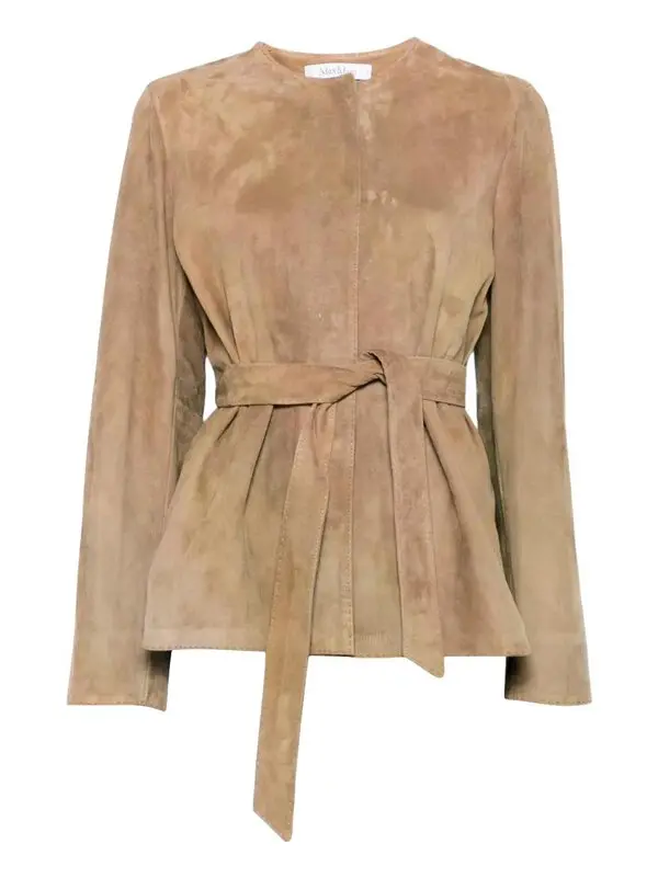 Max Mara Belted Suede Jacket - Brown
