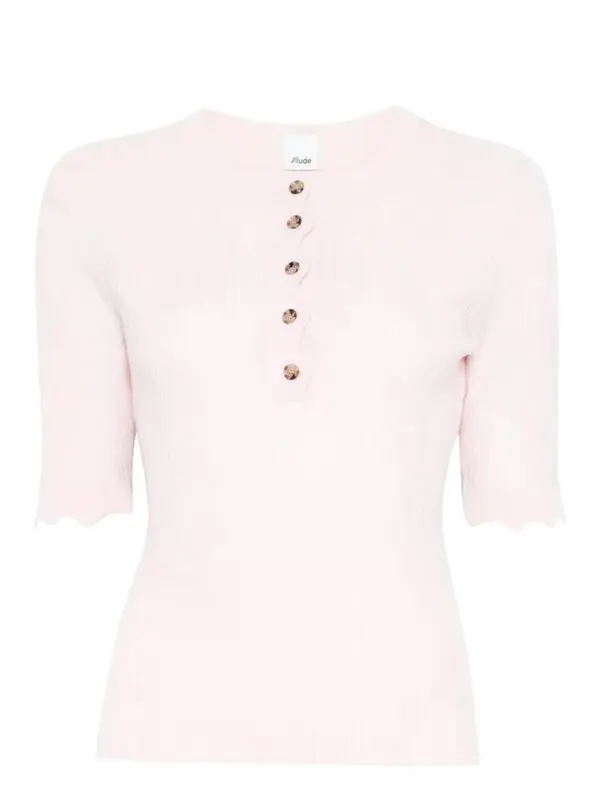 ALLUDE Button-fastening Ribbed Top - Pink