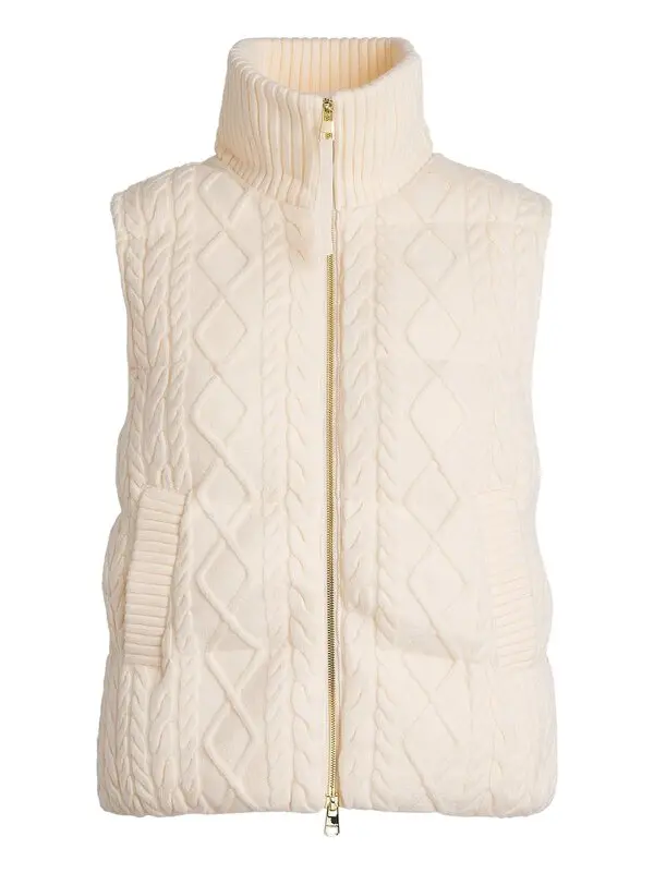 Varley Cable-knit Padded Irina Gilet - Ivory