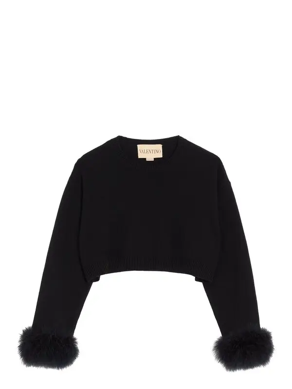 Valentino Garavani Cashmere Feather-trim Sweater - Black