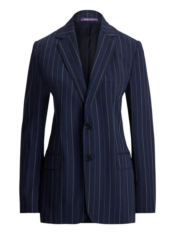 Ralph Lauren Wool Pinstripe Marcy Blazer - Navy